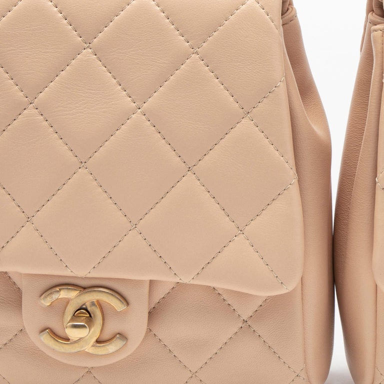 Chanel Beige Quilted Leather Side Packs Shoulder Bag For Sale at 1stDibs