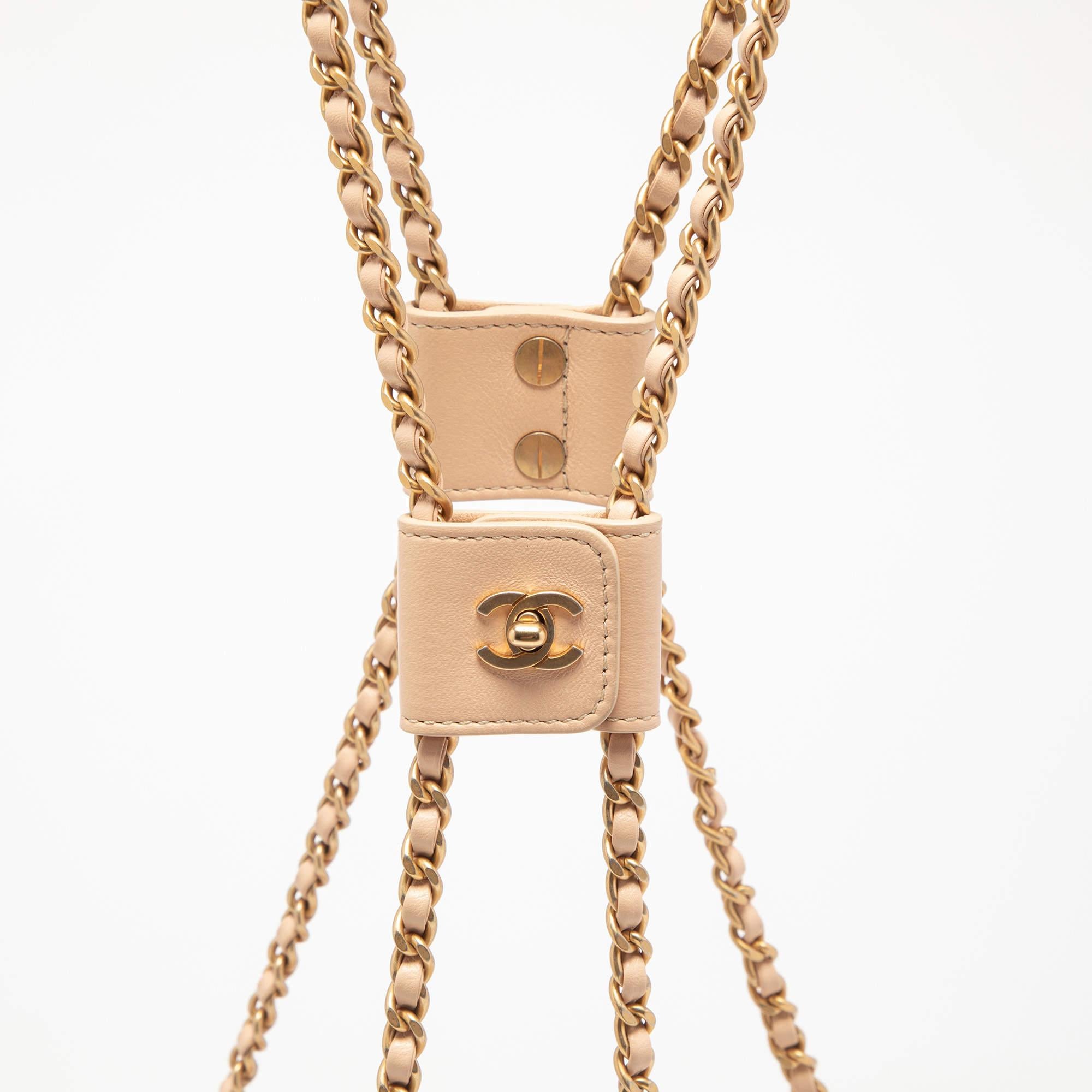 Chanel Beige Quilted Leather Side Packs Shoulder Bag For Sale at 1stDibs