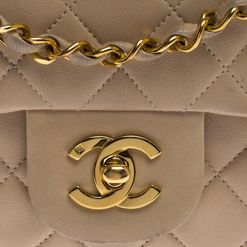 Chanel Beige Quilted Leather Small Classic Double Flap Bag For Sale at ...
