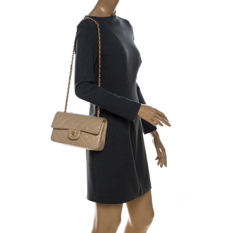 Chanel Beige Quilted Leather Small Classic Double Flap Bag For Sale at ...