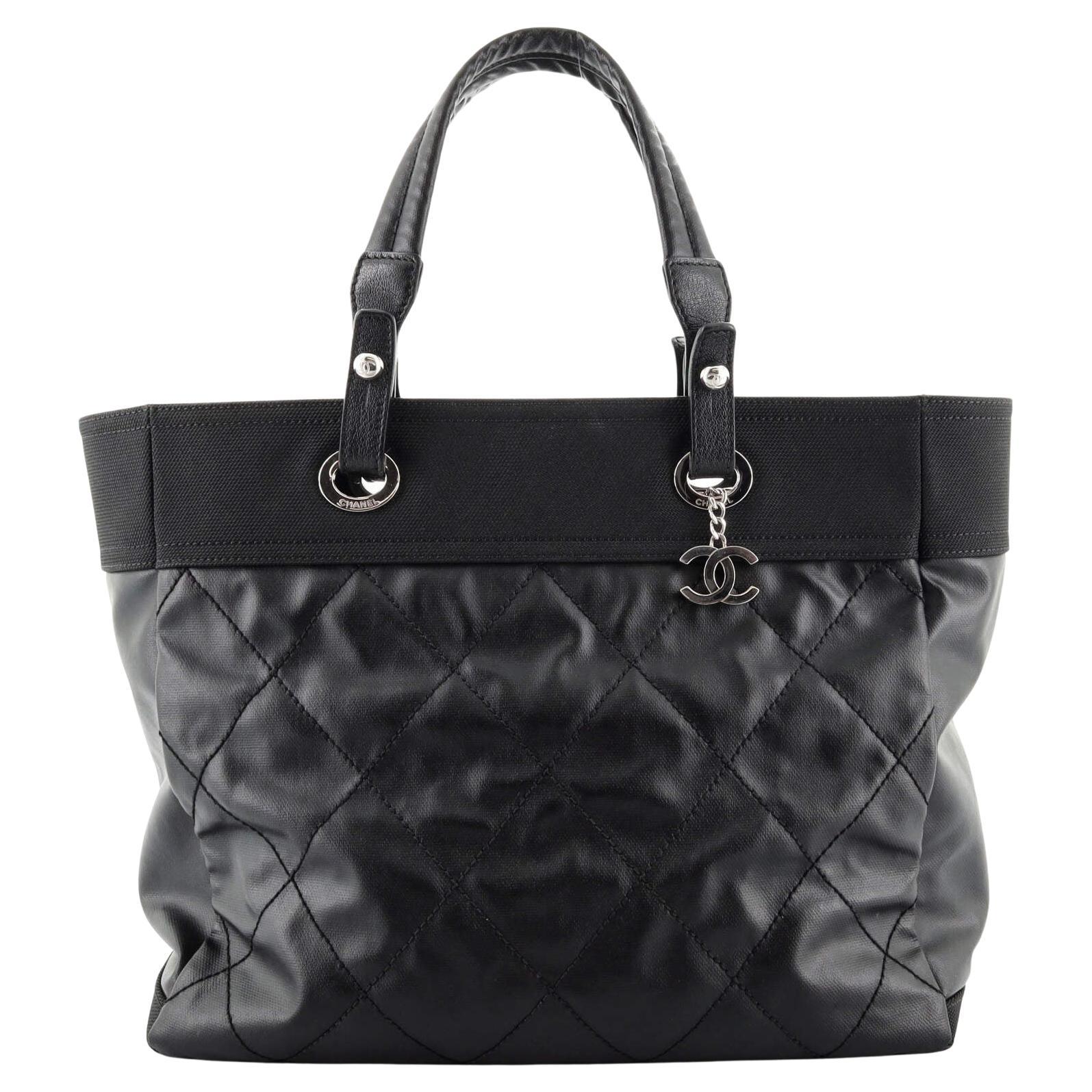 Chanel Biarritz Tote Quilted Coated Canvas Large at 1stDibs