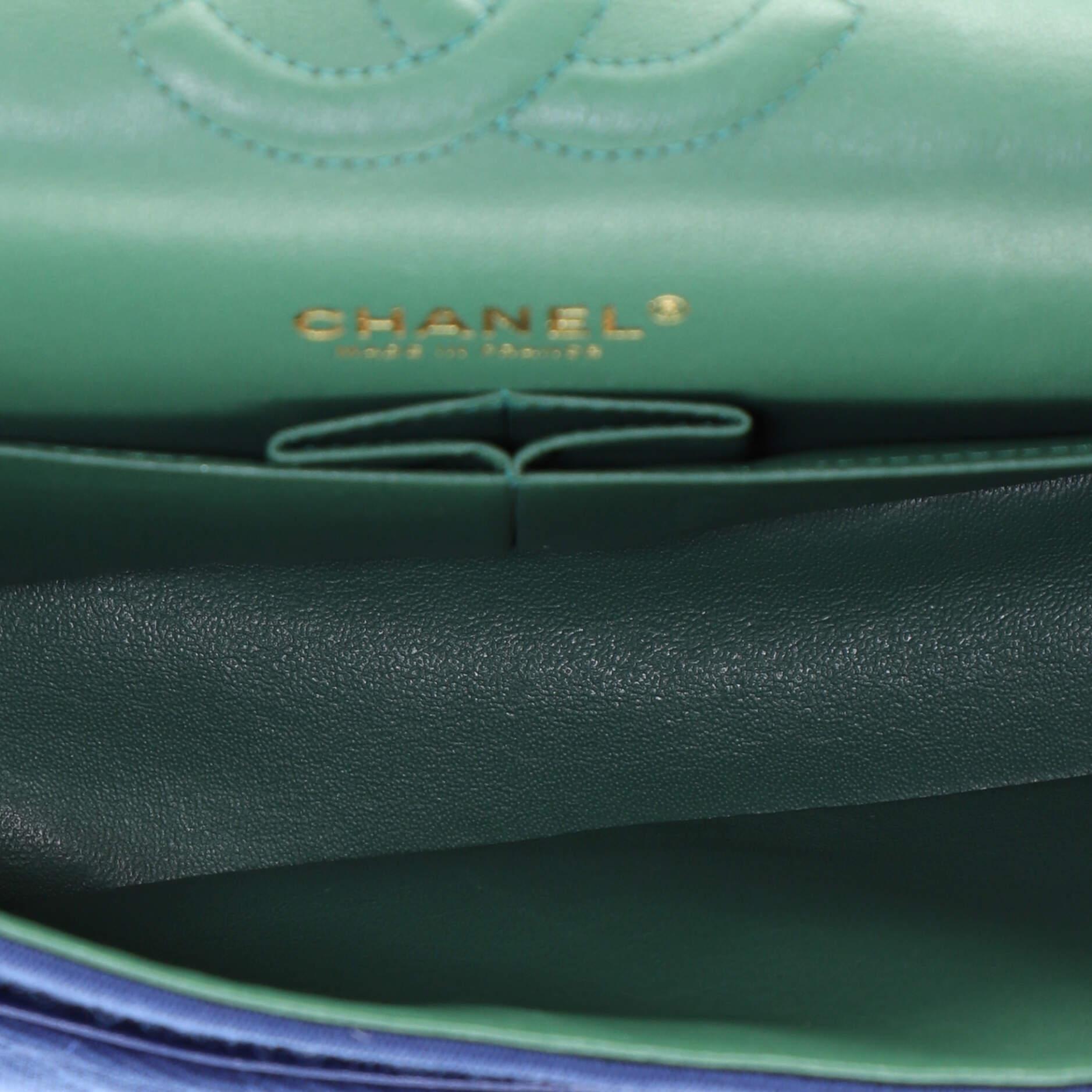 Chanel Bicolor Classic Double Flap Bag Quilted Jersey Medium at 1stDibs