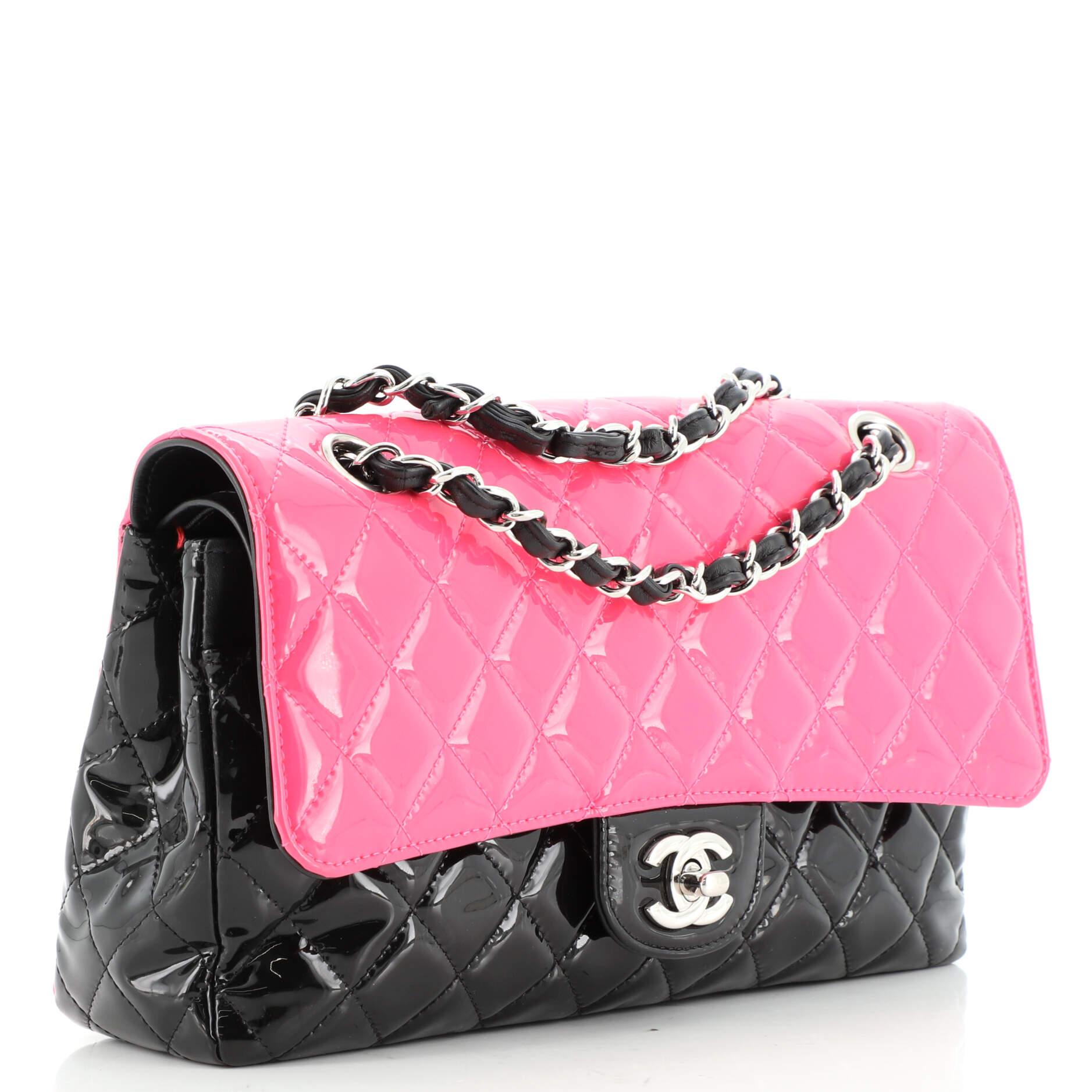 Chanel Bicolor Classic Double Flap Bag Quilted Patent Medium at 1stDibs