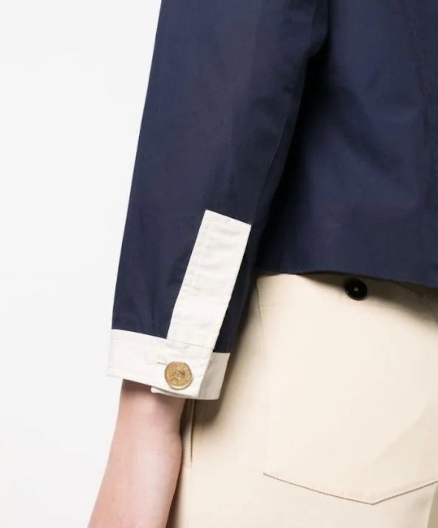 Chanel Bicolor Cotton Short Jacket For Sale at 1stDibs