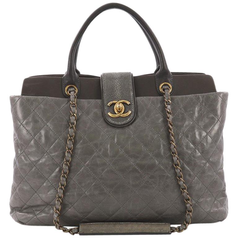 Chanel Bindi Tote Quilted Leather with Stingray Large at 1stDibs