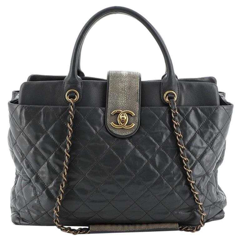 Chanel Bindi Tote Quilted Leather with Stingray Large at 1stDibs
