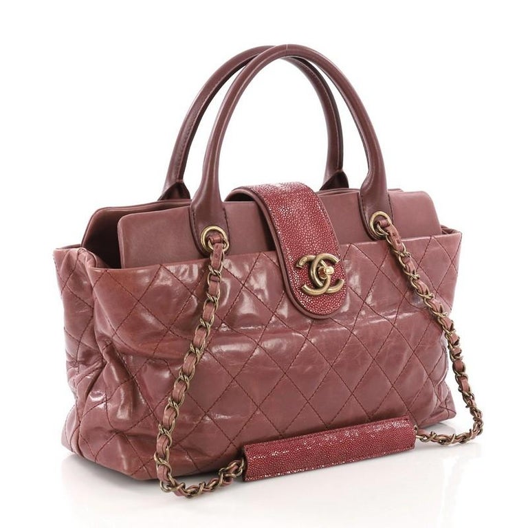 Chanel Bindi Tote Quilted Leather with Stingray Medium at 1stDibs