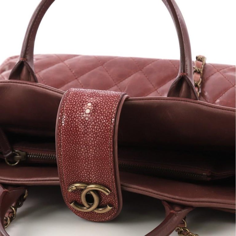 Chanel Bindi Tote Quilted Leather with Stingray Medium at 1stDibs