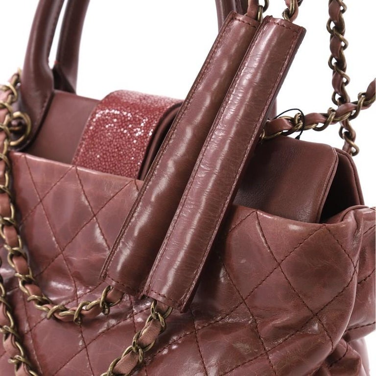 Chanel Bindi Tote Quilted Leather with Stingray Medium at 1stDibs