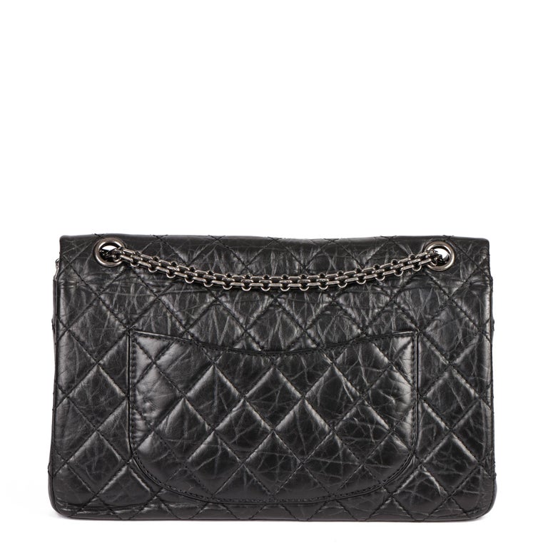 CHANEL Black Aged Calfskin Leather 226 2.55 Reissue Double Flap Bag at ...