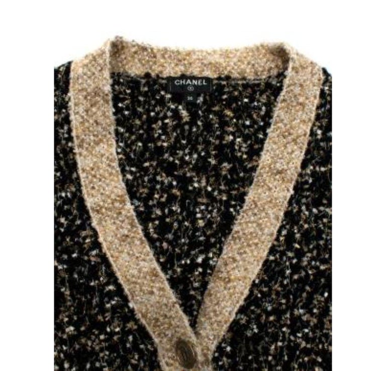 Chanel Black and Gold Knit Tweed Cardigan For Sale at 1stDibs