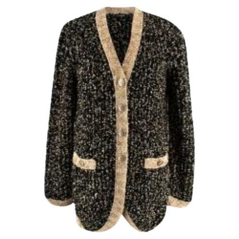 Chanel Black and Gold Knit Tweed Cardigan For Sale at 1stDibs