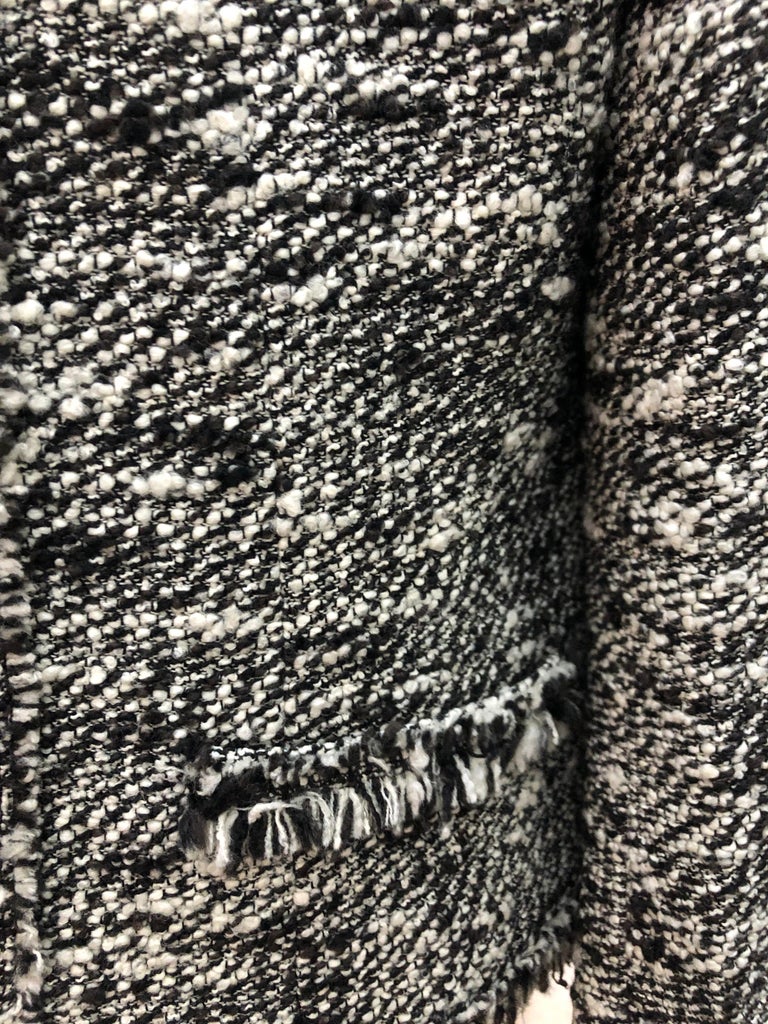 Chanel Black/Brown/White with Embroidered Patches and Fringe Wool Tweed ...