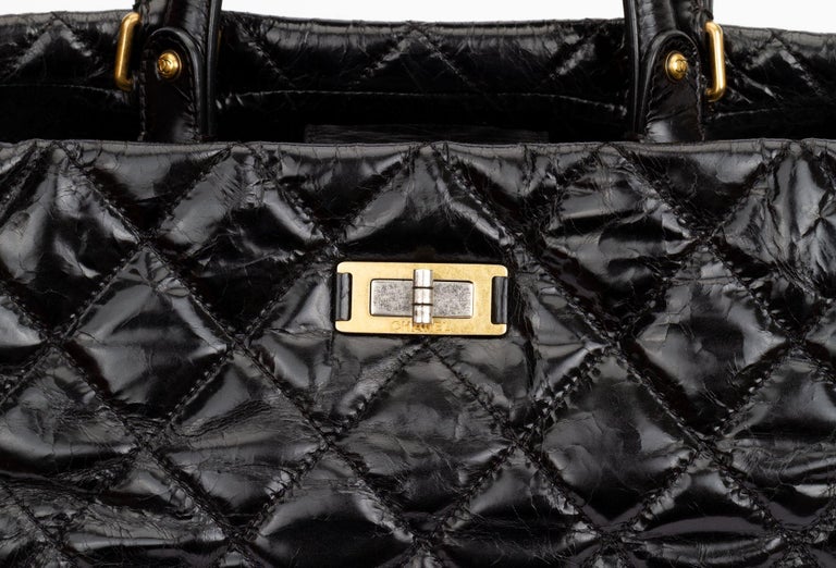 Chanel Black Brushed Reissue 2 Way Tote For Sale at 1stDibs
