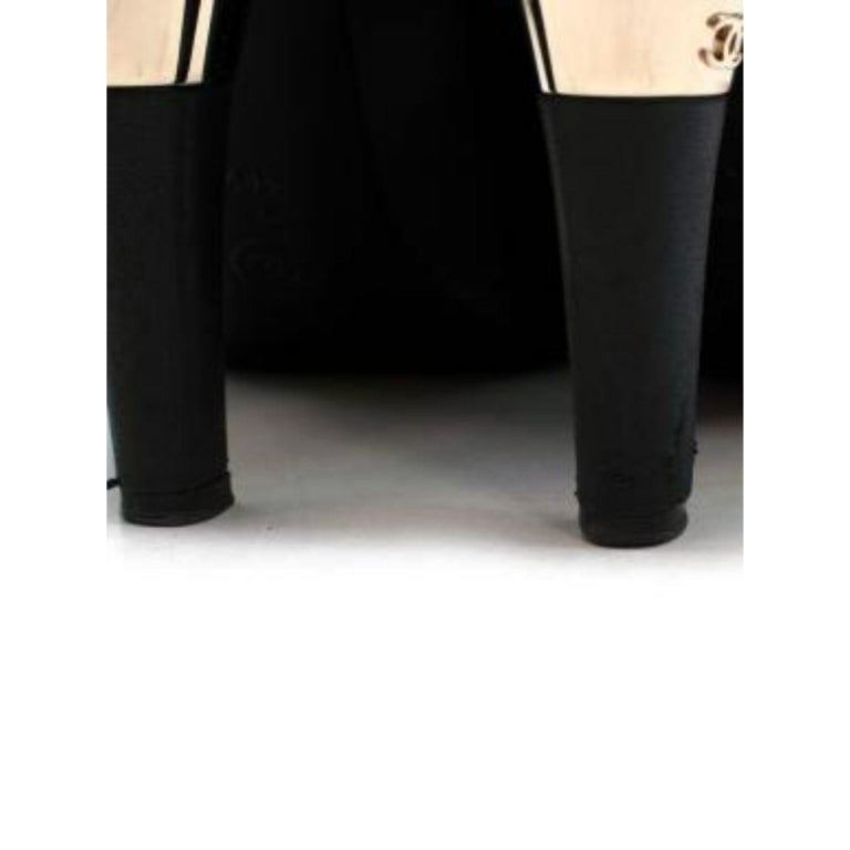 Chanel Black Cap Toe Heeled Pumps For Sale at 1stDibs