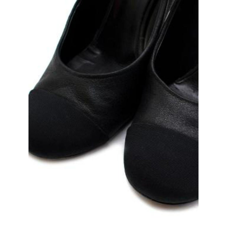 Chanel Black Cap Toe Heeled Pumps For Sale at 1stDibs