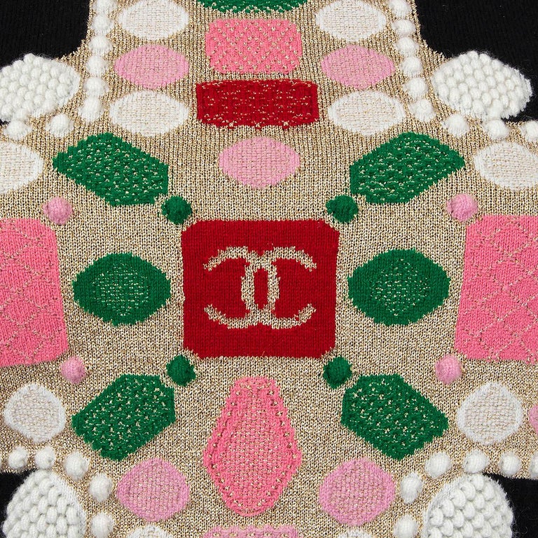 CHANEL black cashmere 2020 20K CROSS EMBROIDERED Sweater 36 XS For Sale ...