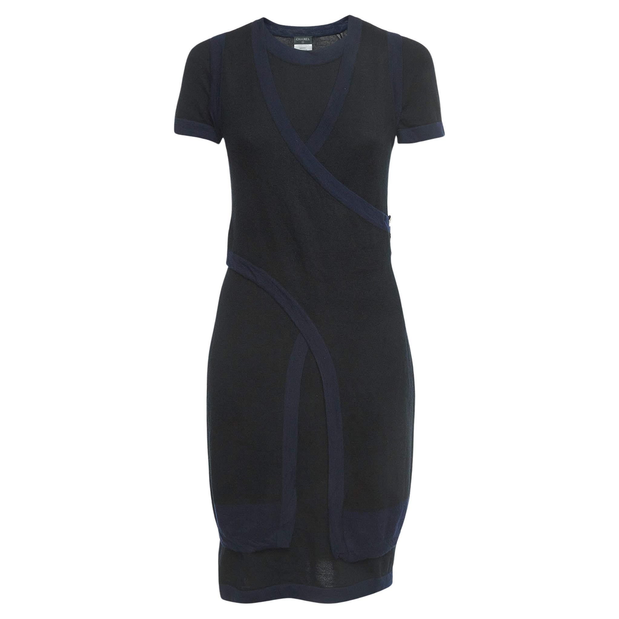 Chanel Black Cashmere Dress Set M For Sale at 1stDibs