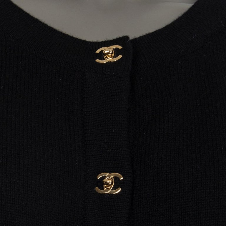CHANEL black cashmere LAYERED SLEEVE LONG Cardigan Sweater 46 XL at ...