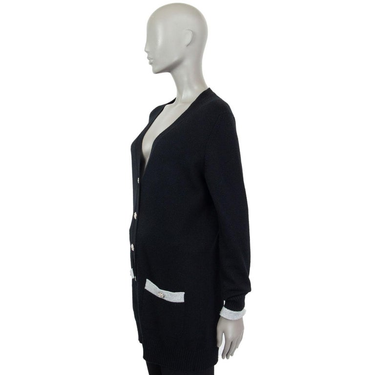 CHANEL black cashmere LONG CUT Knit Cardigan Sweater 40 M at 1stDibs ...
