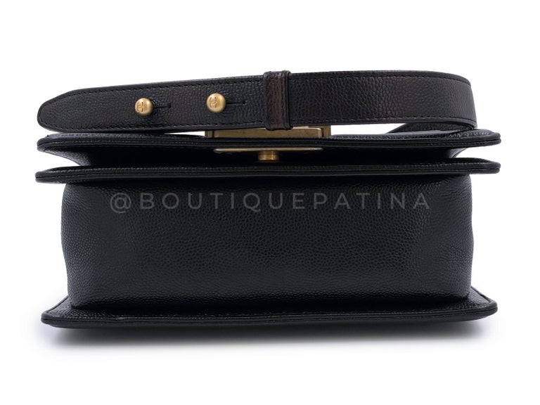 Chanel Black Caviar Chevron Small Boy Flap Bag GHW 66558 For Sale at ...