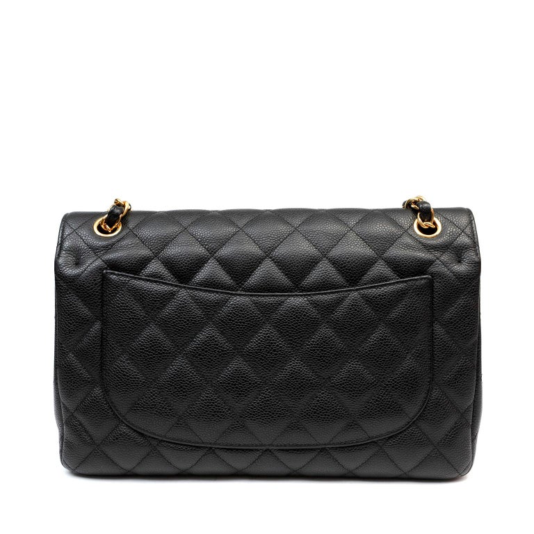 Chanel Black Caviar Jumbo Classic Flap with Gold Hardware For Sale at ...