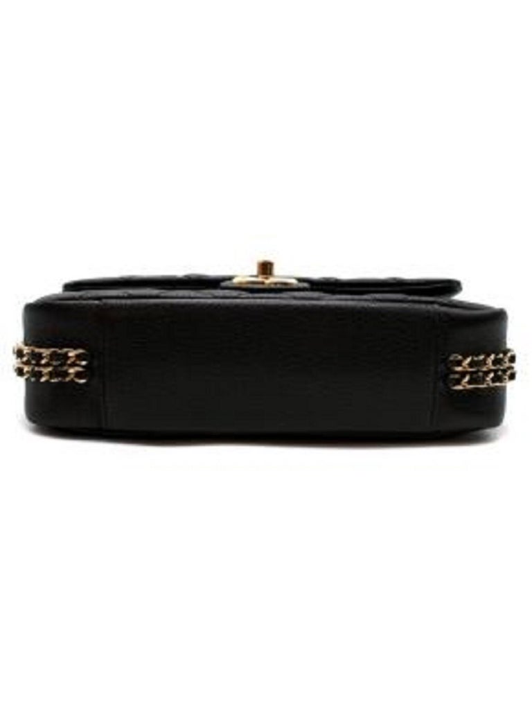 Chanel Black Caviar Leather Chain Around Flap Bag For Sale at 1stDibs