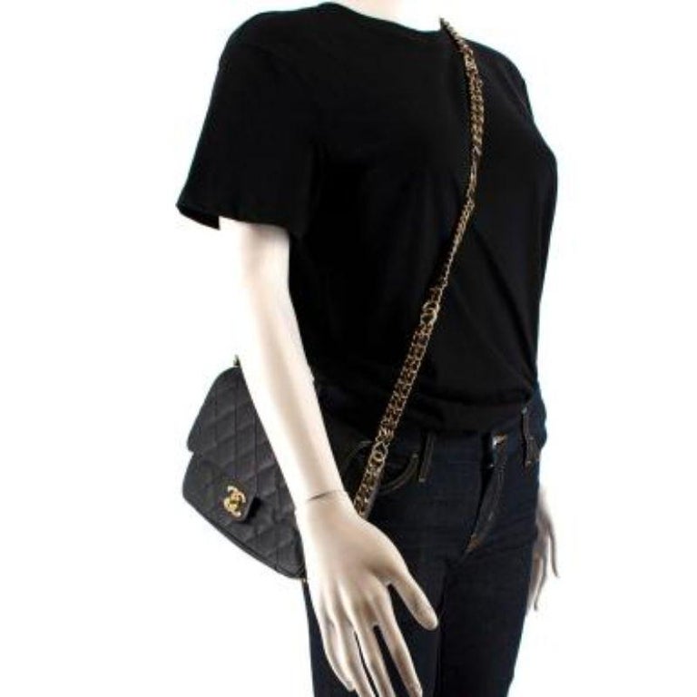 Chanel Black Caviar Leather Chain Around Flap Bag For Sale at 1stDibs