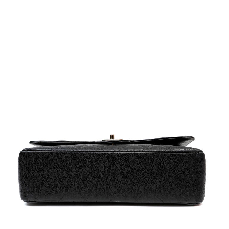 Chanel Black Caviar Leather Double Flap Maxi For Sale at 1stDibs