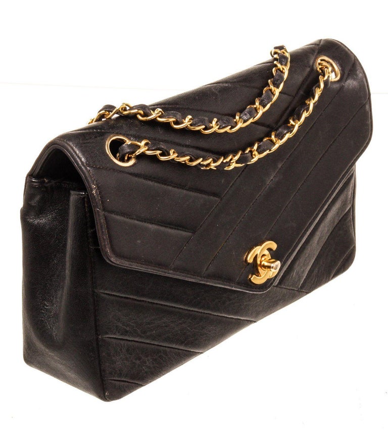 Chanel Black Caviar Leather Envelope Stitch Shoulder Bag For Sale at ...