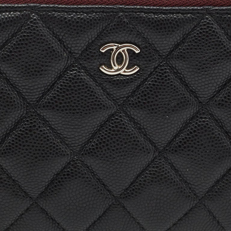 Chanel Black Caviar Leather Mini O Case Zip Pouch For Sale at 1stDibs