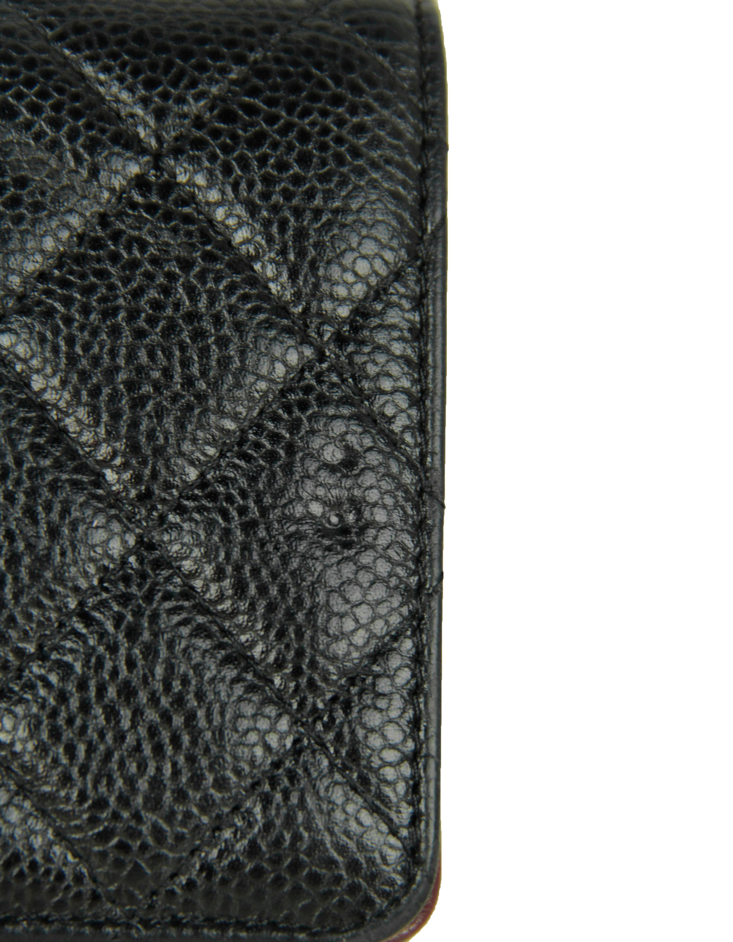 Chanel Black Caviar Leather Quilted Yen Wallet For Sale at 1stDibs