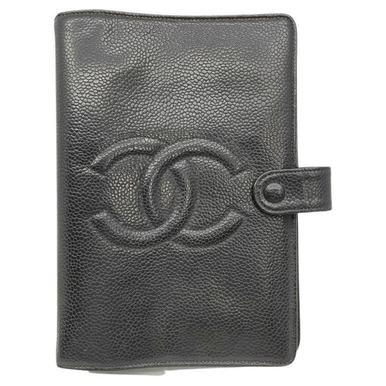 Chanel Black Caviar Leather Small Ring Agenda Diary Cover Notebook ...