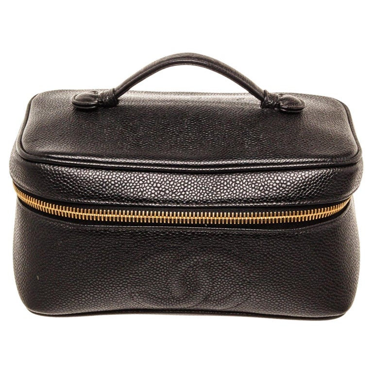 Chanel Black Caviar Leather Vanity Case Bag at 1stDibs