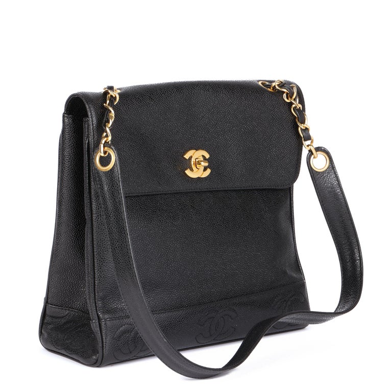 CHANEL Black Caviar Leather Vintage Classic Shoulder Bag For Sale at ...