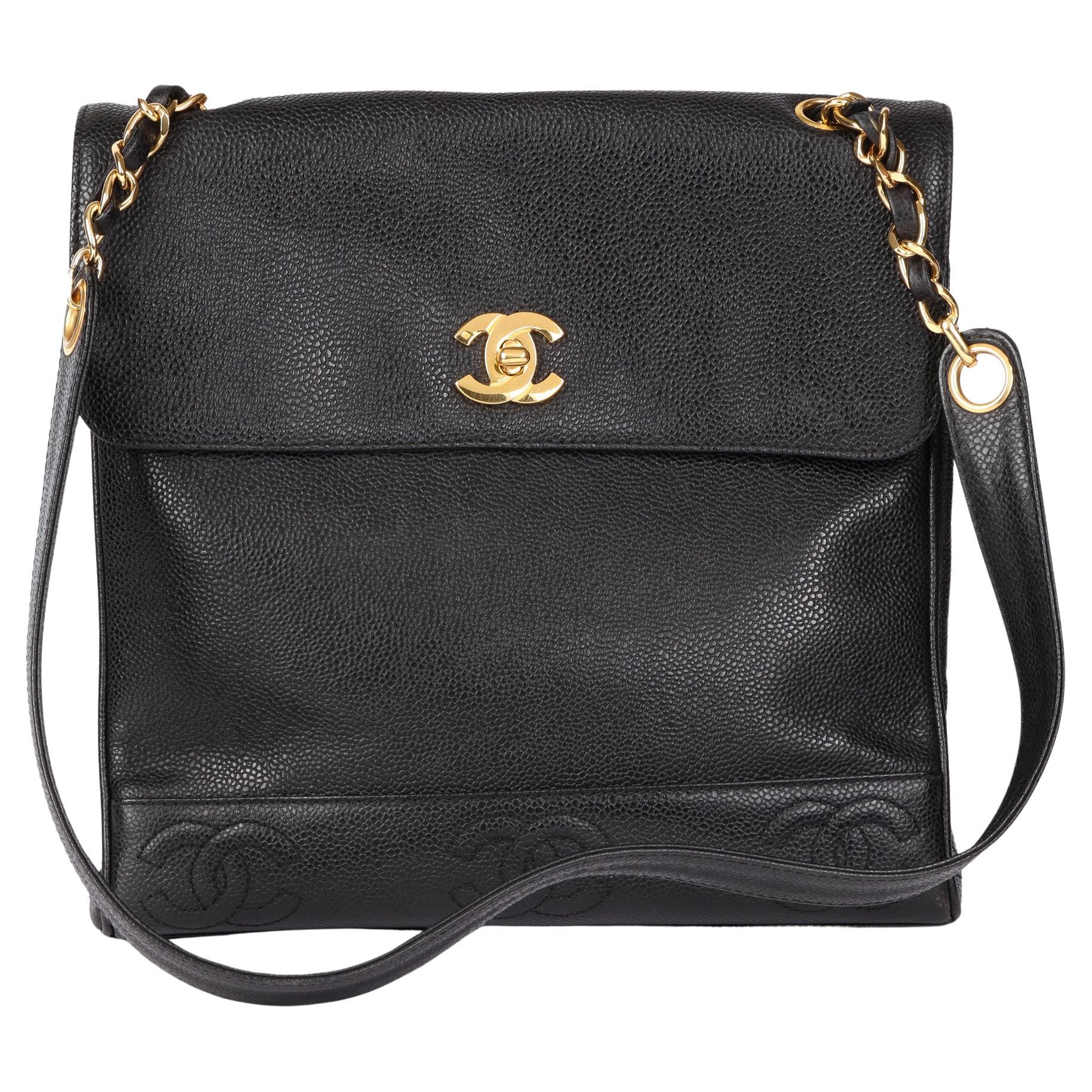 CHANEL Black Caviar Leather Vintage Classic Shoulder Bag at 1stDibs