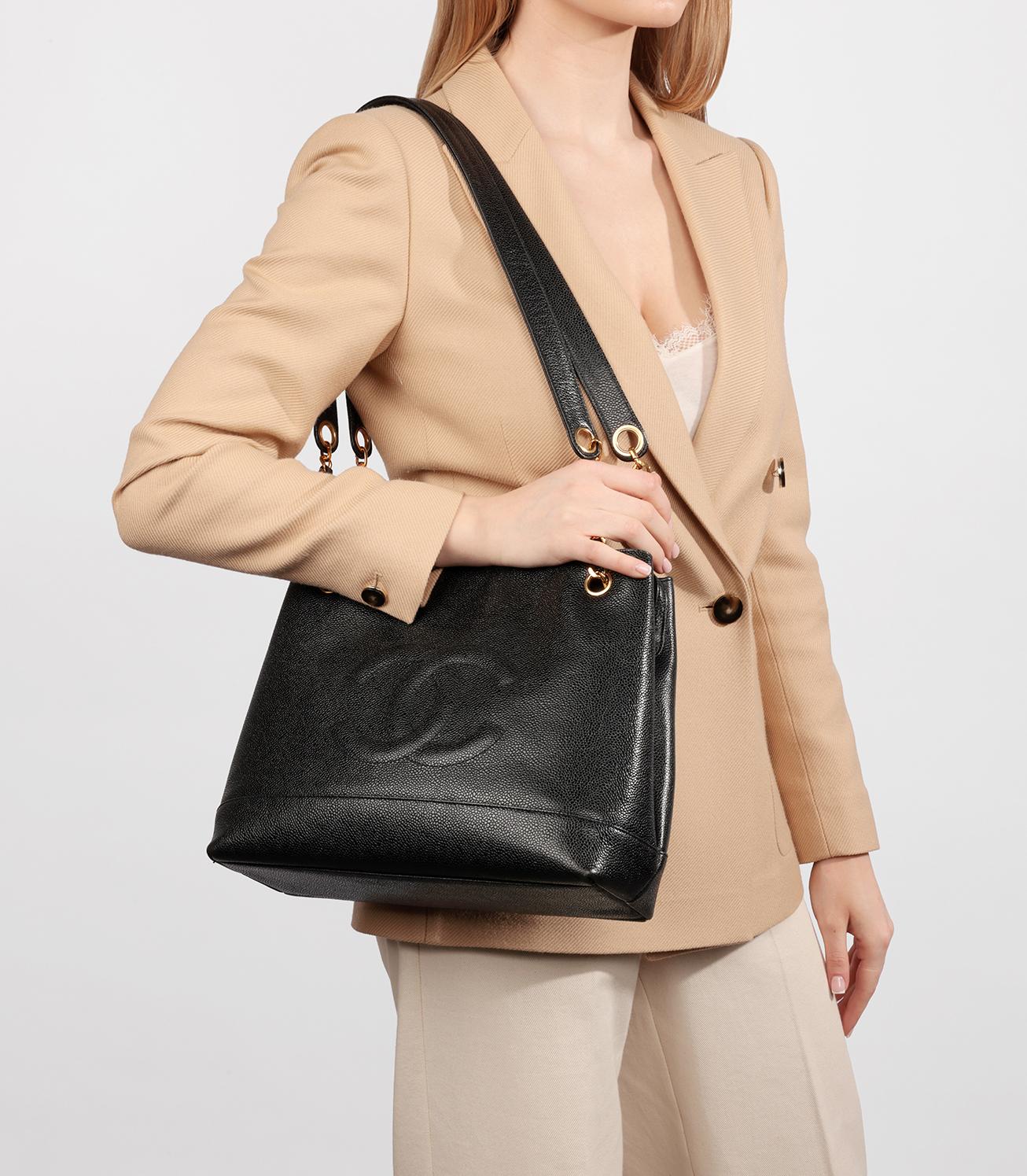 Chanel Black Caviar Leather Vintage Timeless Shoulder Bag For Sale at ...
