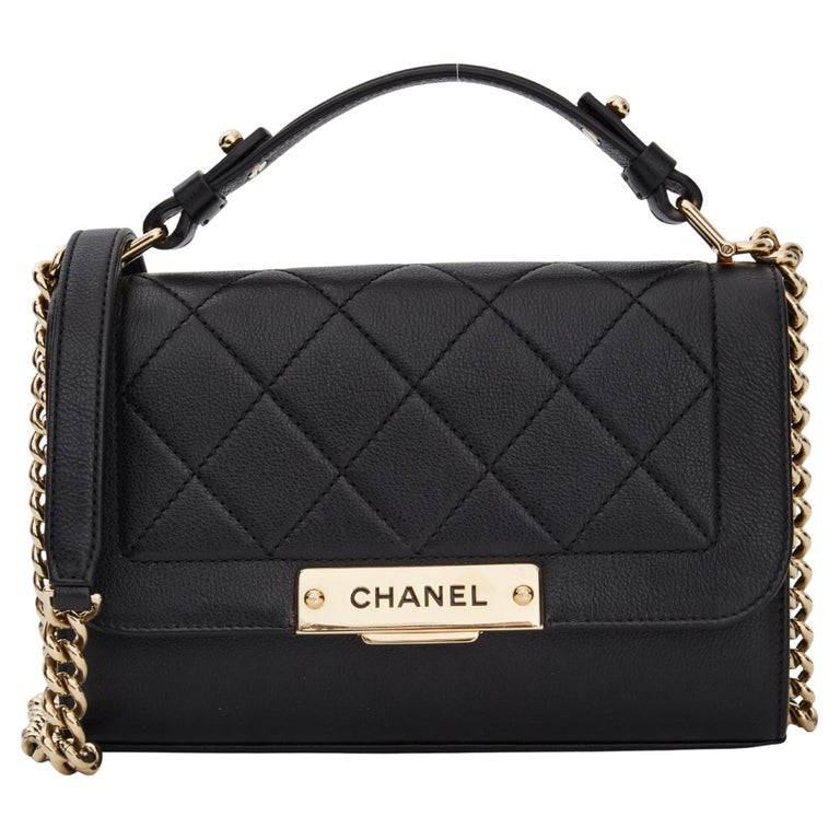 Chanel Black Caviar Top Handle Flap Bag (2016) For Sale at 1stDibs