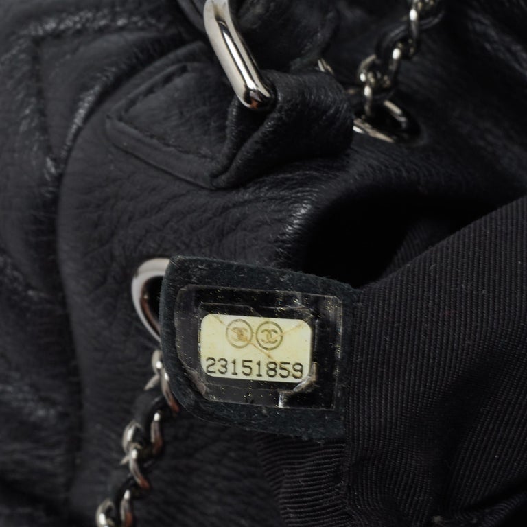Chanel Black Chevron Leather Small Urban Spirit Bucket Bag at 1stDibs