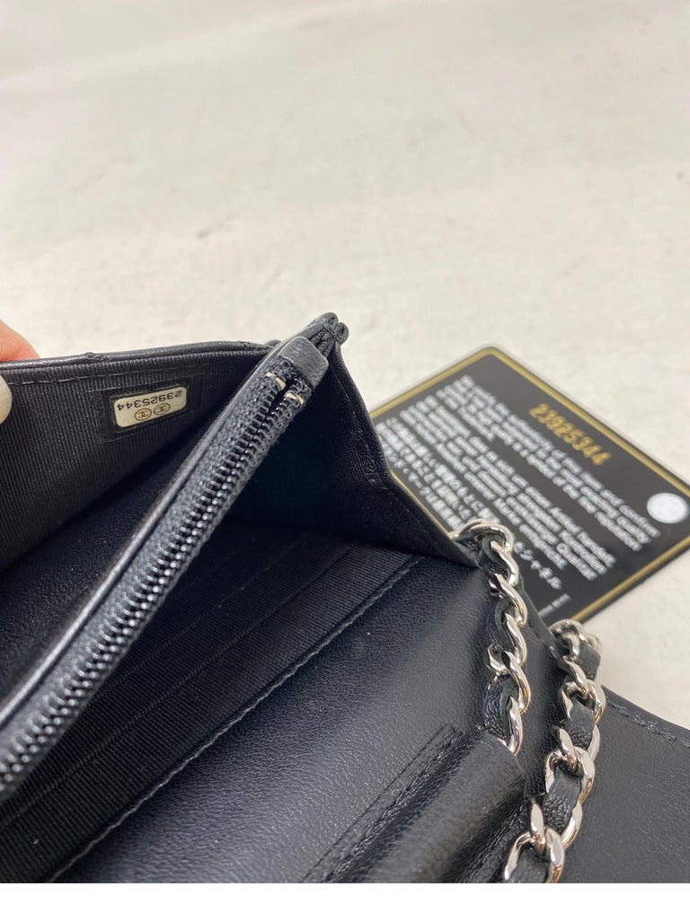 Chanel Black Chevron Wallet On A Chain Bag at 1stDibs