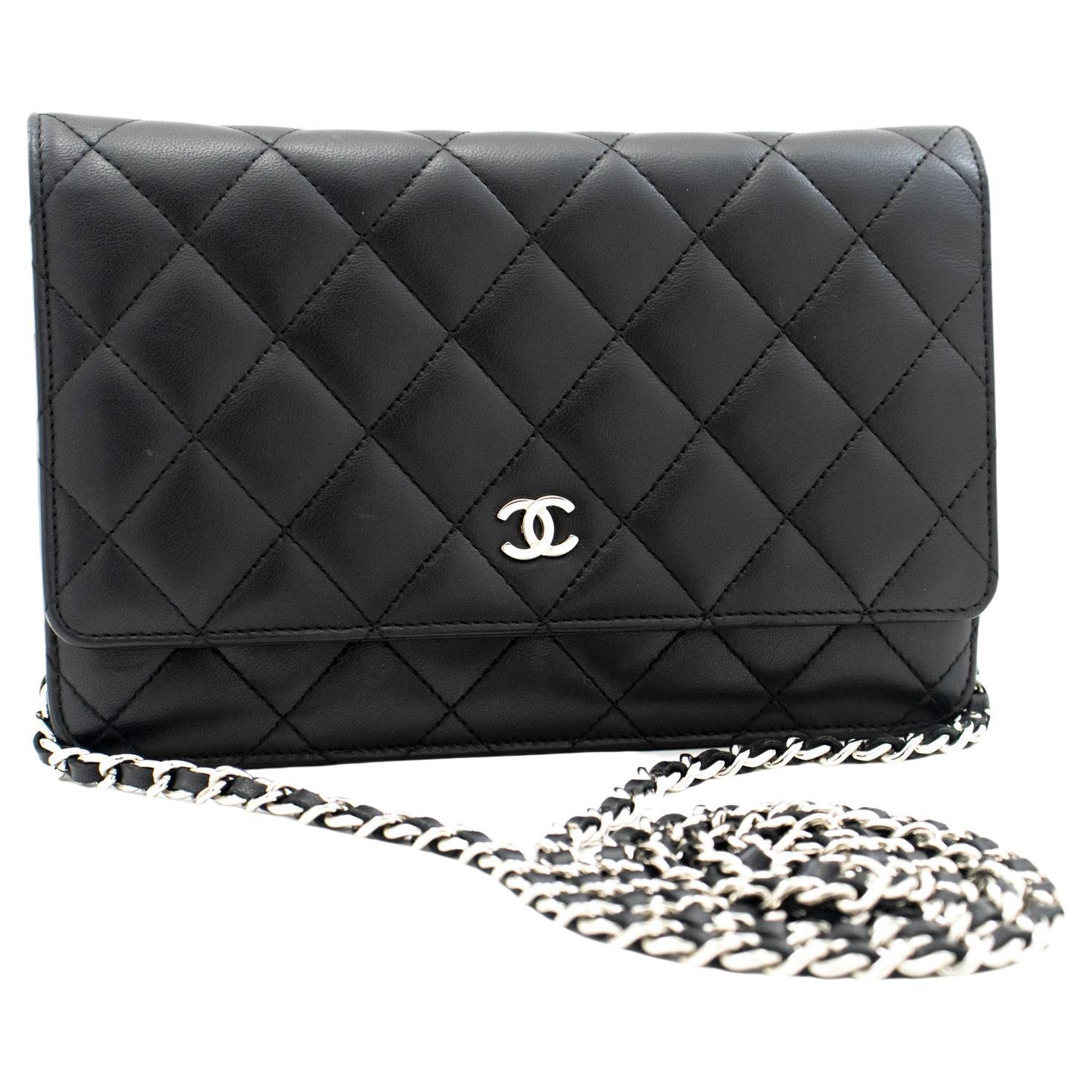 CHANEL Black Classic WOC Wallet On Chain Shoulder Bag Lambskin at 1stDibs