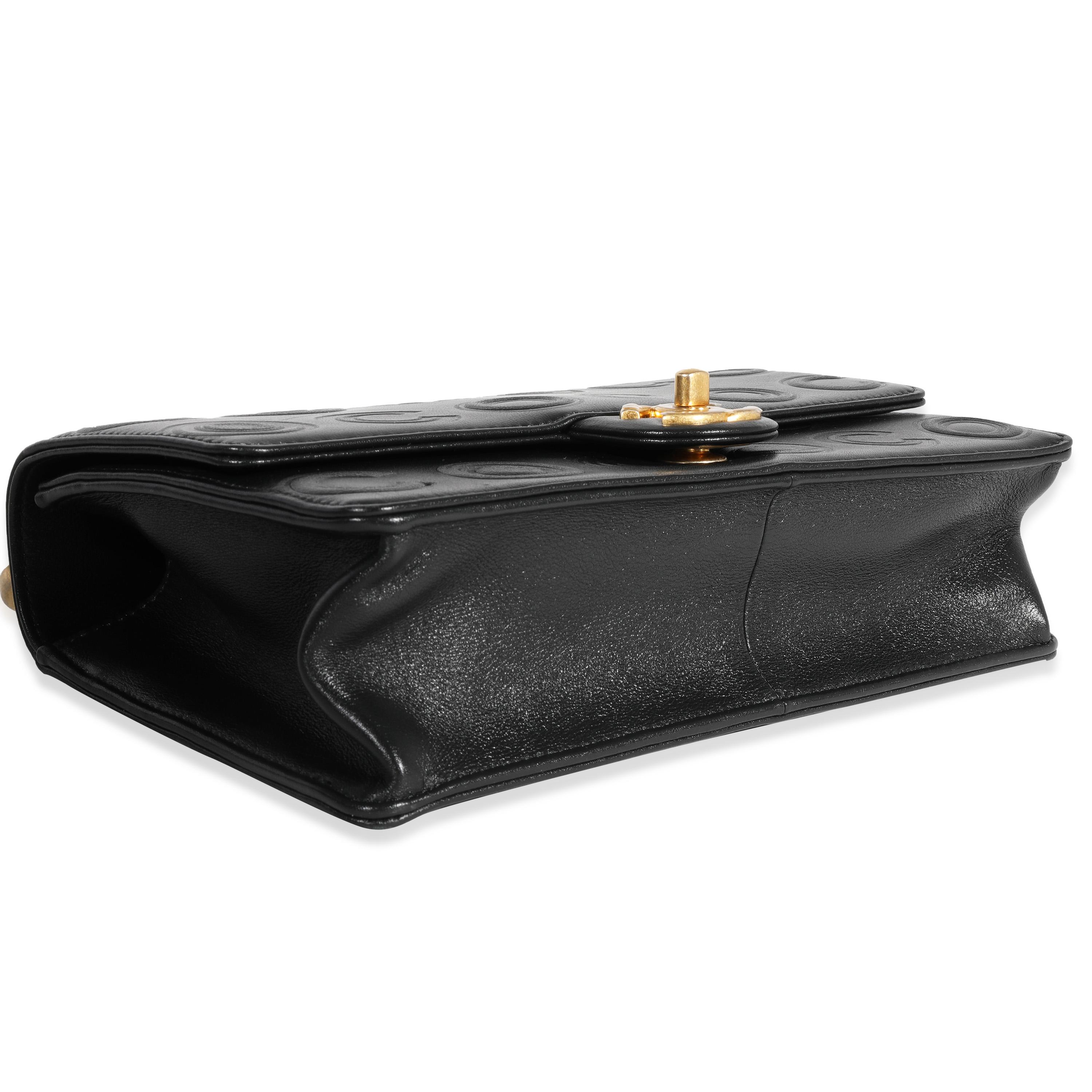 Chanel Black Coco Embossed Leather Flap Shoulder Bag For Sale at 1stDibs