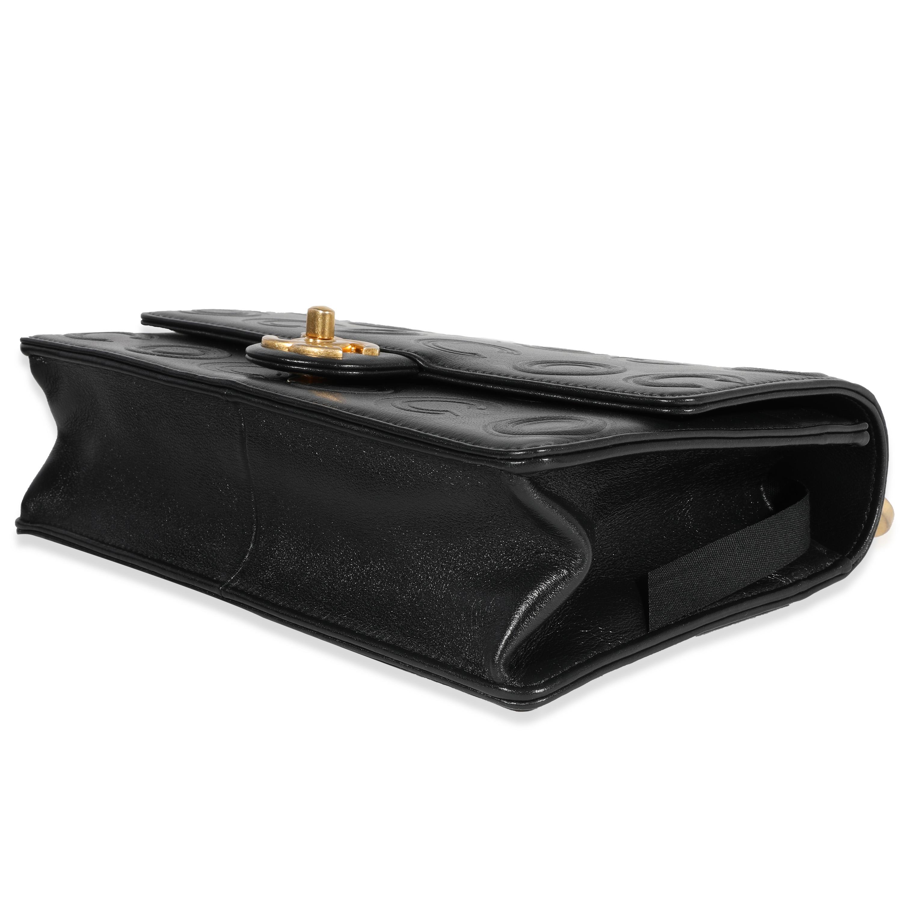 Chanel Black Coco Embossed Leather Flap Shoulder Bag For Sale at 1stDibs