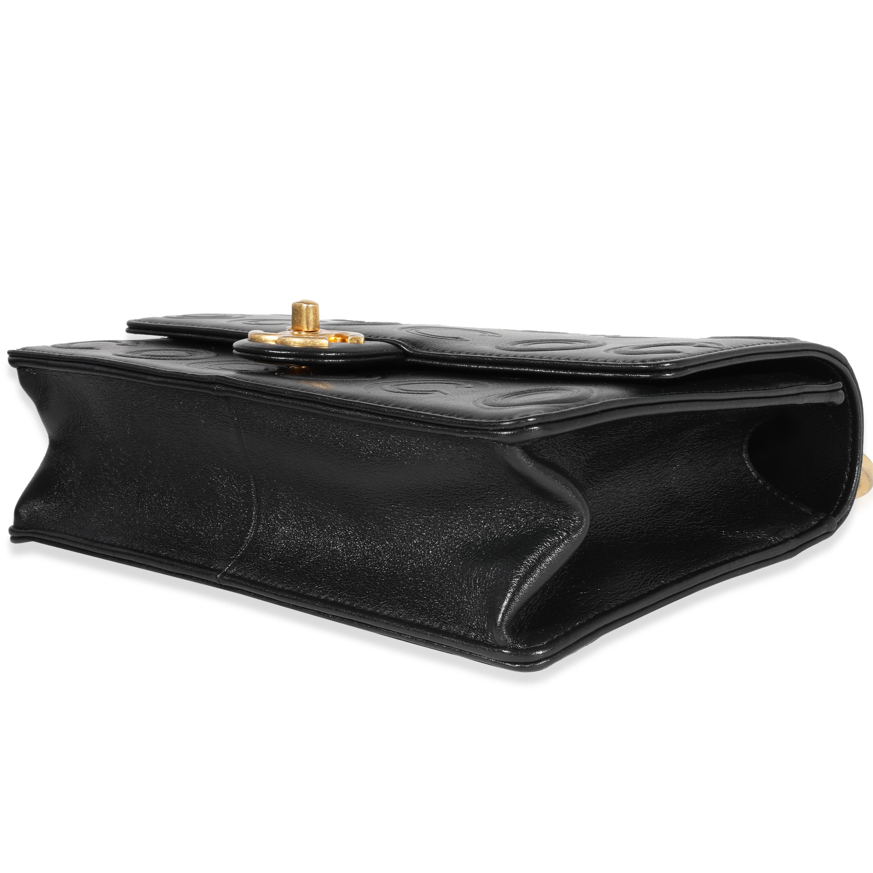 Chanel Black Coco Embossed Leather Flap Shoulder Bag For Sale at 1stDibs