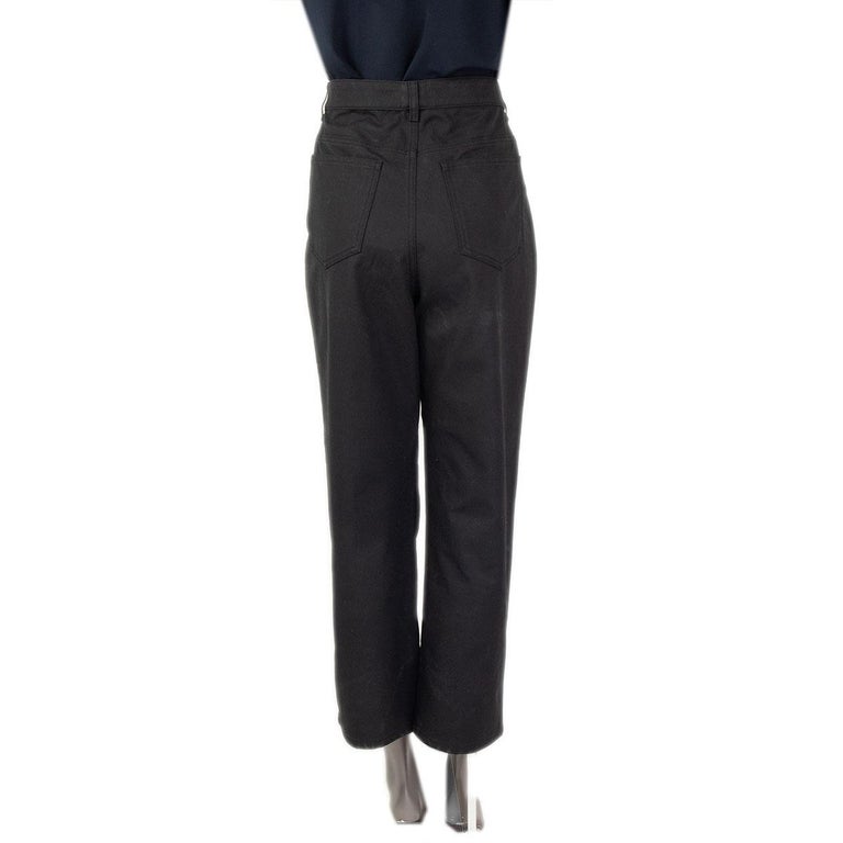 CHANEL black cotton WIDE LEG Pants 44 XXL For Sale at 1stDibs