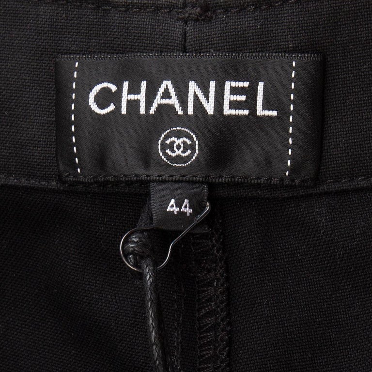 CHANEL black cotton WIDE LEG Pants 44 XXL For Sale at 1stDibs
