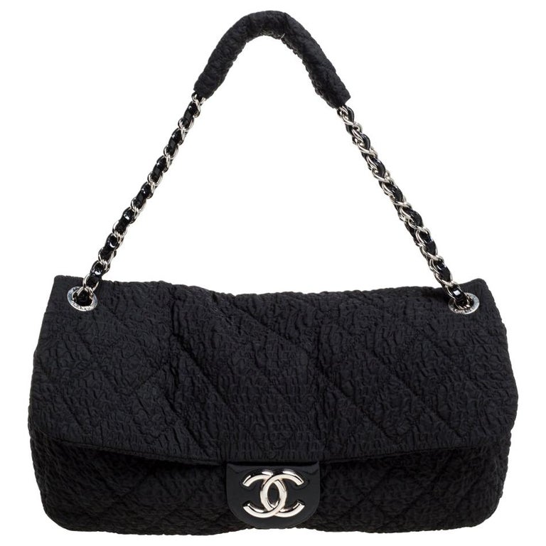 Chanel Black Crinkled Nylon CC Flap Chain Bag at 1stDibs