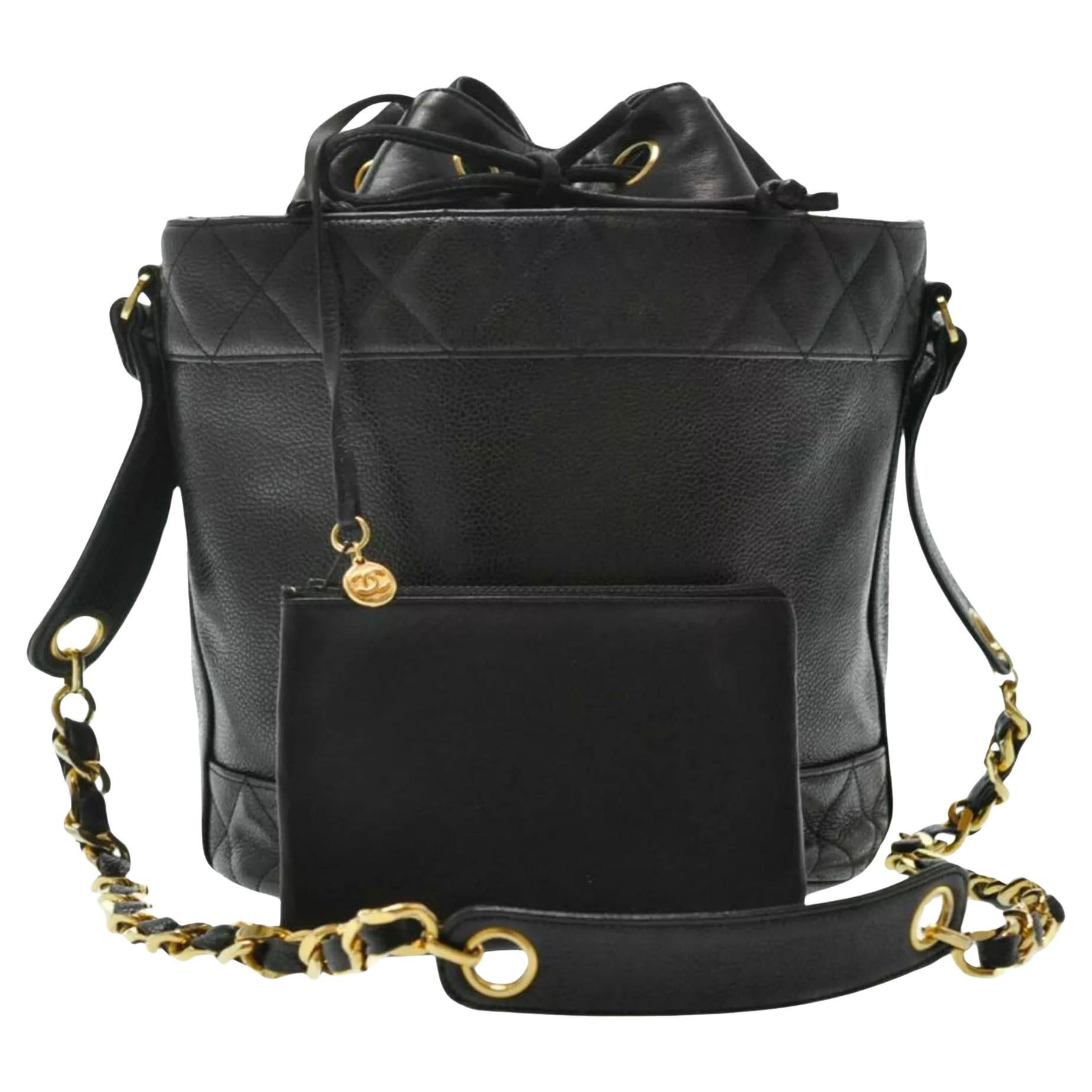 Chanel Black Crossbody Iconic Bucket Bag For Sale at 1stDibs