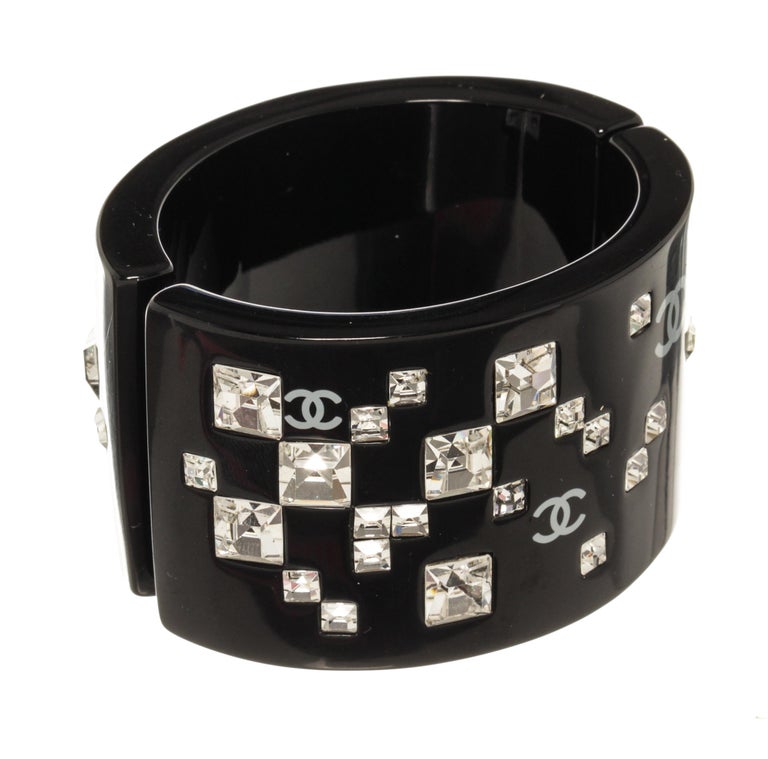 Chanel Black Crystallized Bangle For Sale at 1stDibs