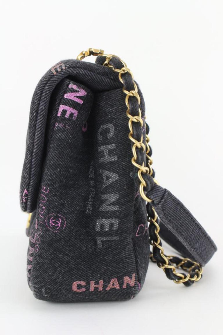 Chanel Black Denim Graffiti Mood Large Classic Flap 4CJ104 For Sale at ...